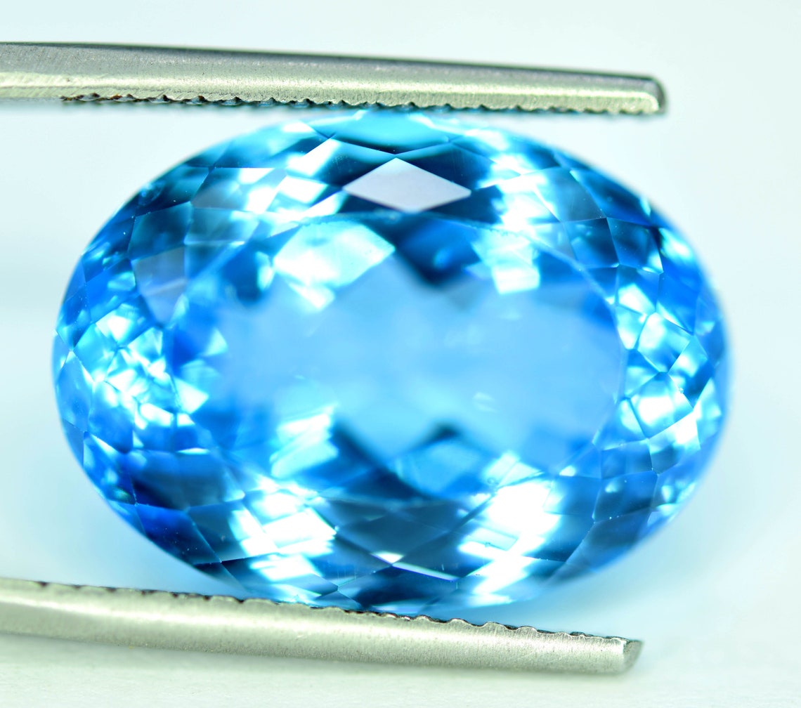 Piedra preciosa de topacio eléctrico de topacio azul 31 cts 20 15 12 mm ...