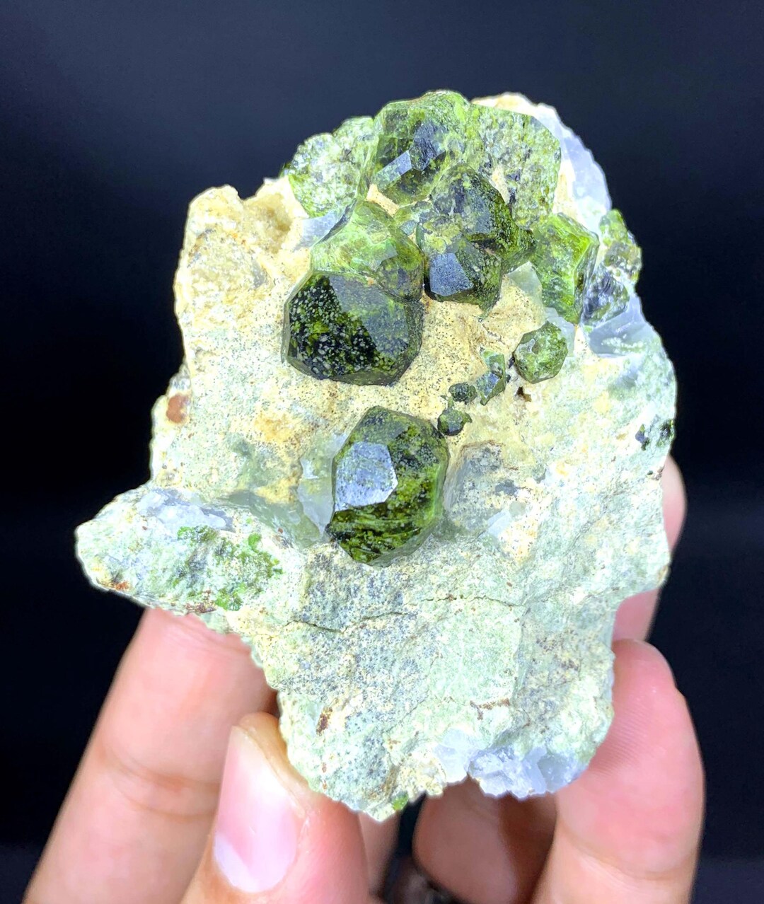 Lush Green Demantoid Garnet on Matrix, Green Garnet, Garnet Crystals ...