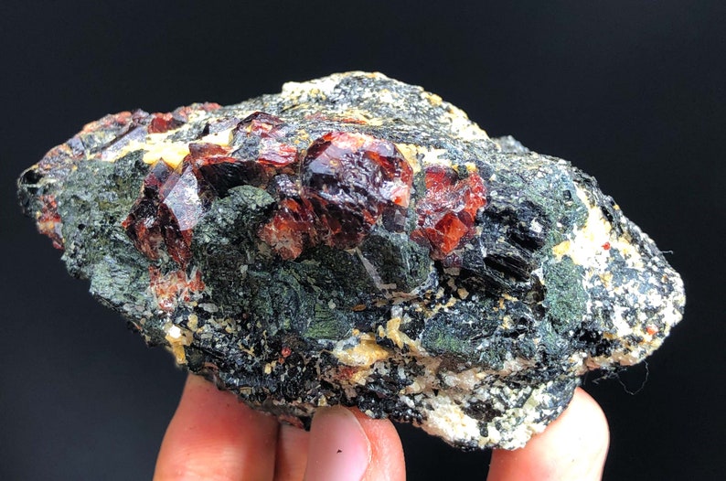 Natural Blood Red Color Terminated Zircon Crystal on Matrix, Raw ...