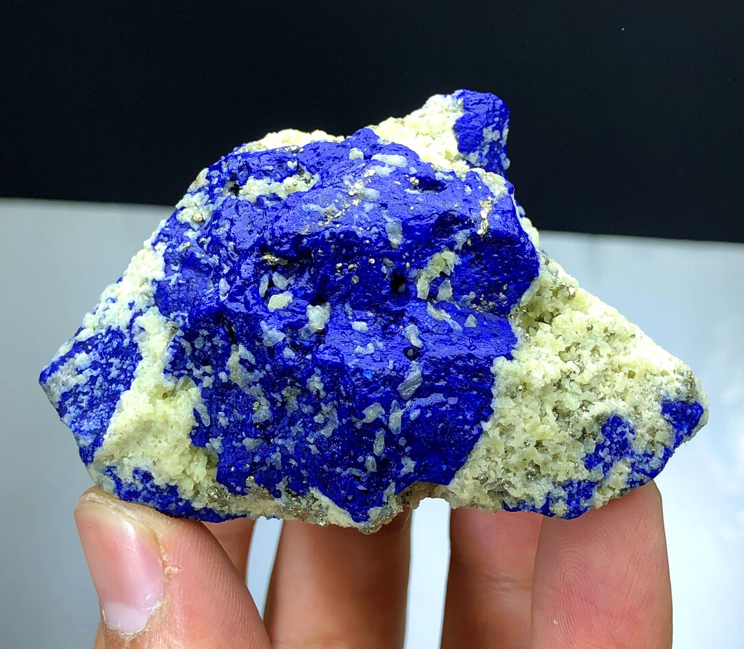 Natural Ink Blue Lapis Lazuli Specimen With Pyrite, Raw Mineral From ...