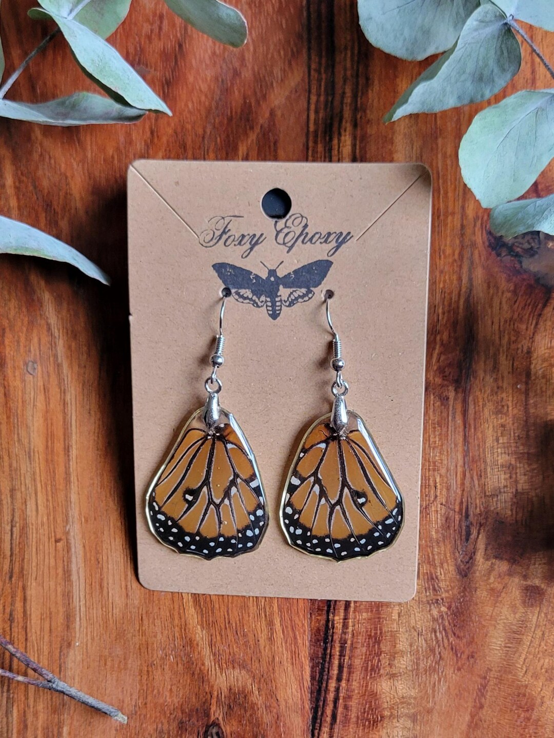 Real Queen Butterfly monarch Mimic Wing Earrings - Etsy