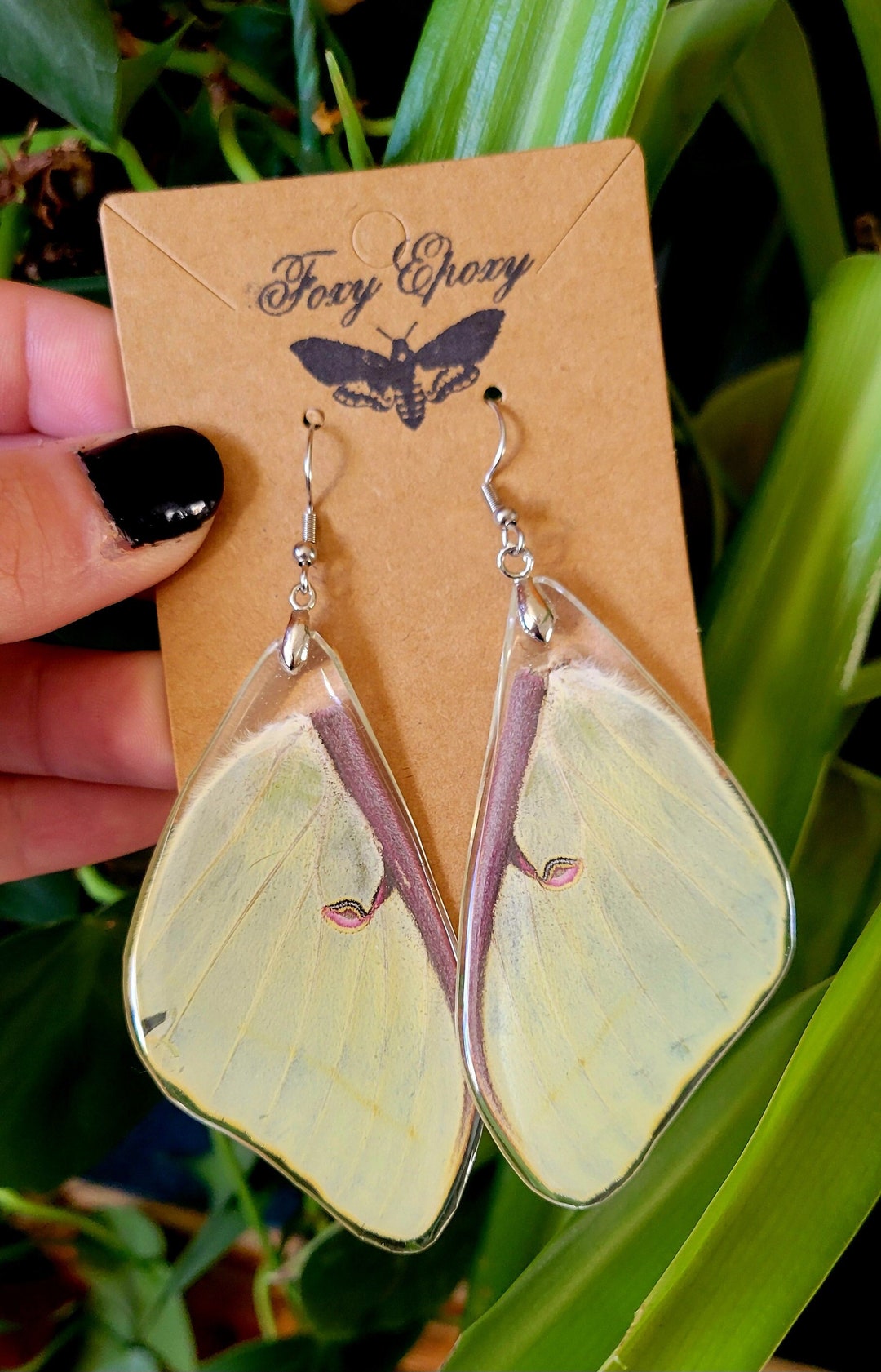 Real Luna Moth Wing Earrings/ Cottagecore/ Fairy Wings/ Resin Jewelry ...