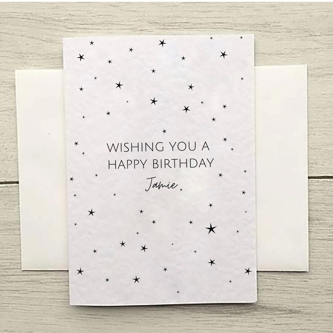 Happy Birthday Card Personalised Stars Minimal Birthday Card - Etsy