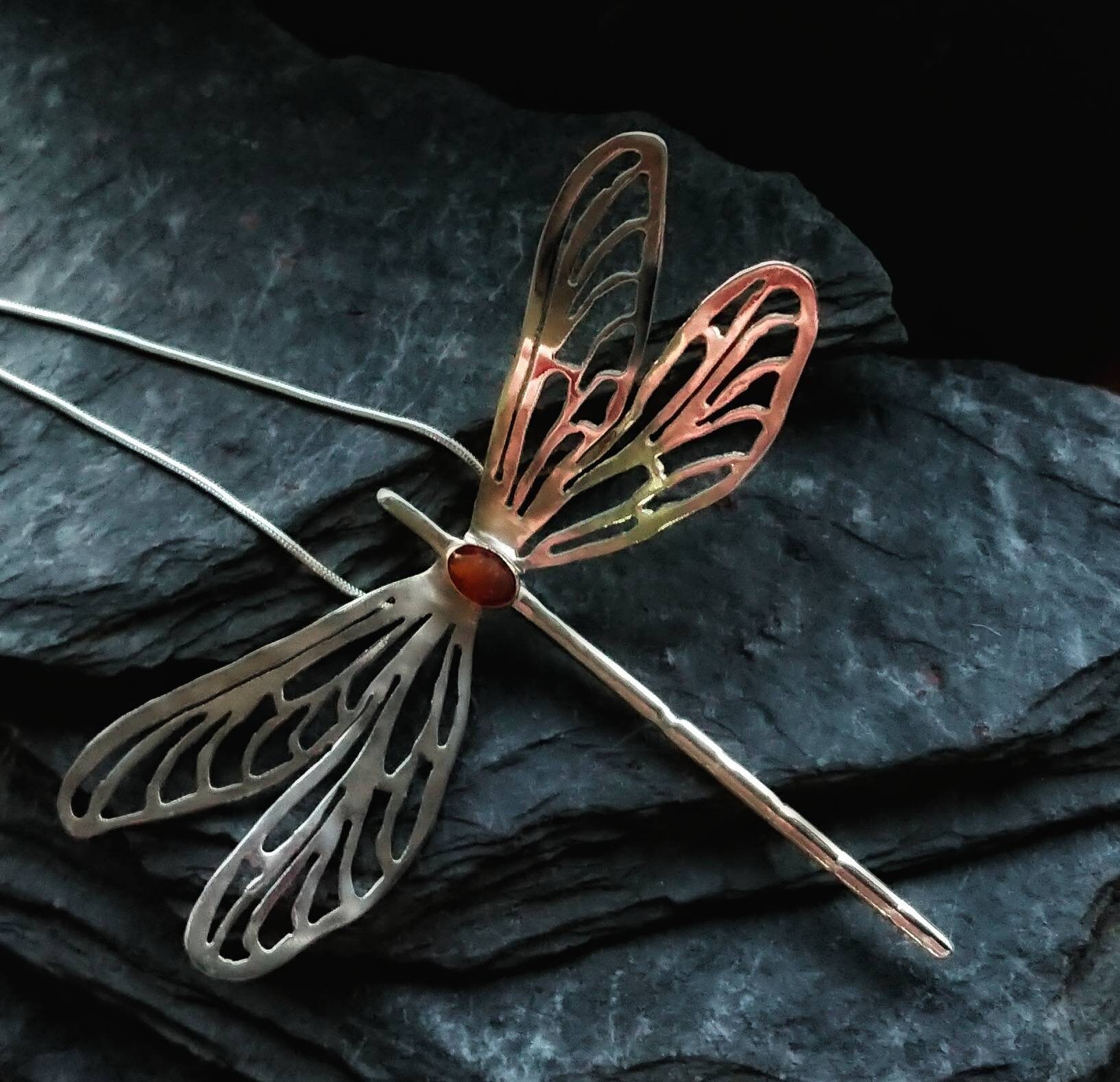 Dragonfly In Amber Pendant