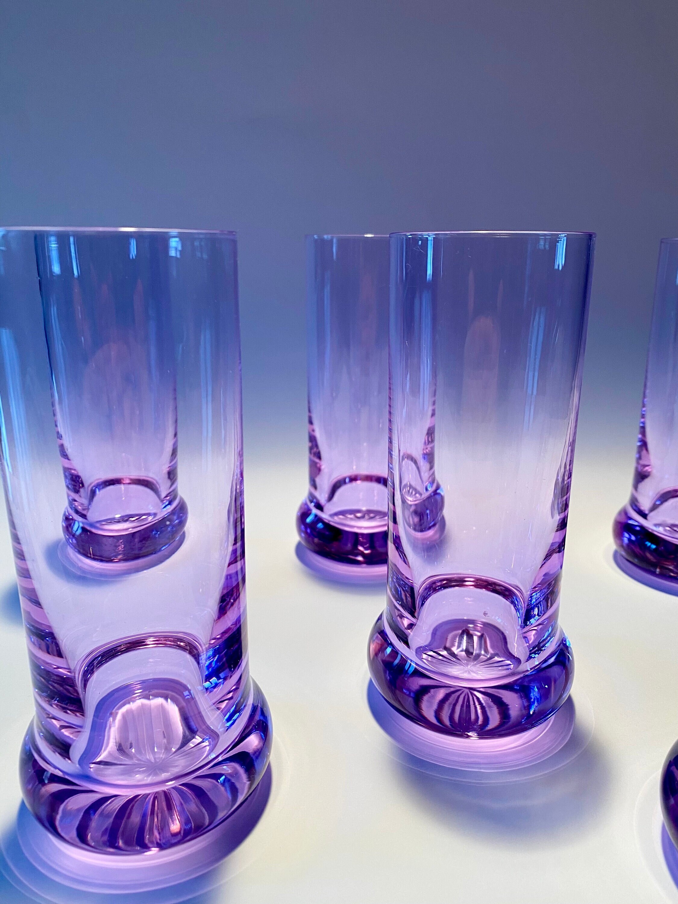 Vintage 70s Set of Six Lilac Glass Liqueur Glasses - Etsy