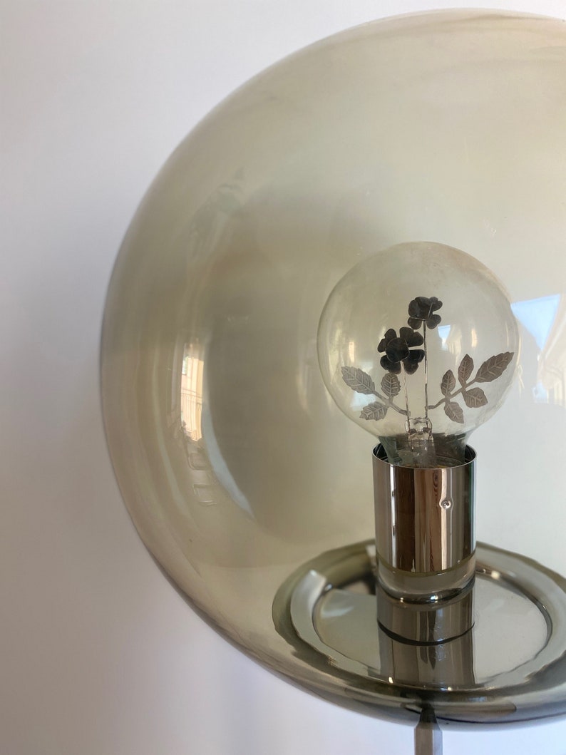 Vintage 50s Ball Glass and Steel Table Lamp - Etsy