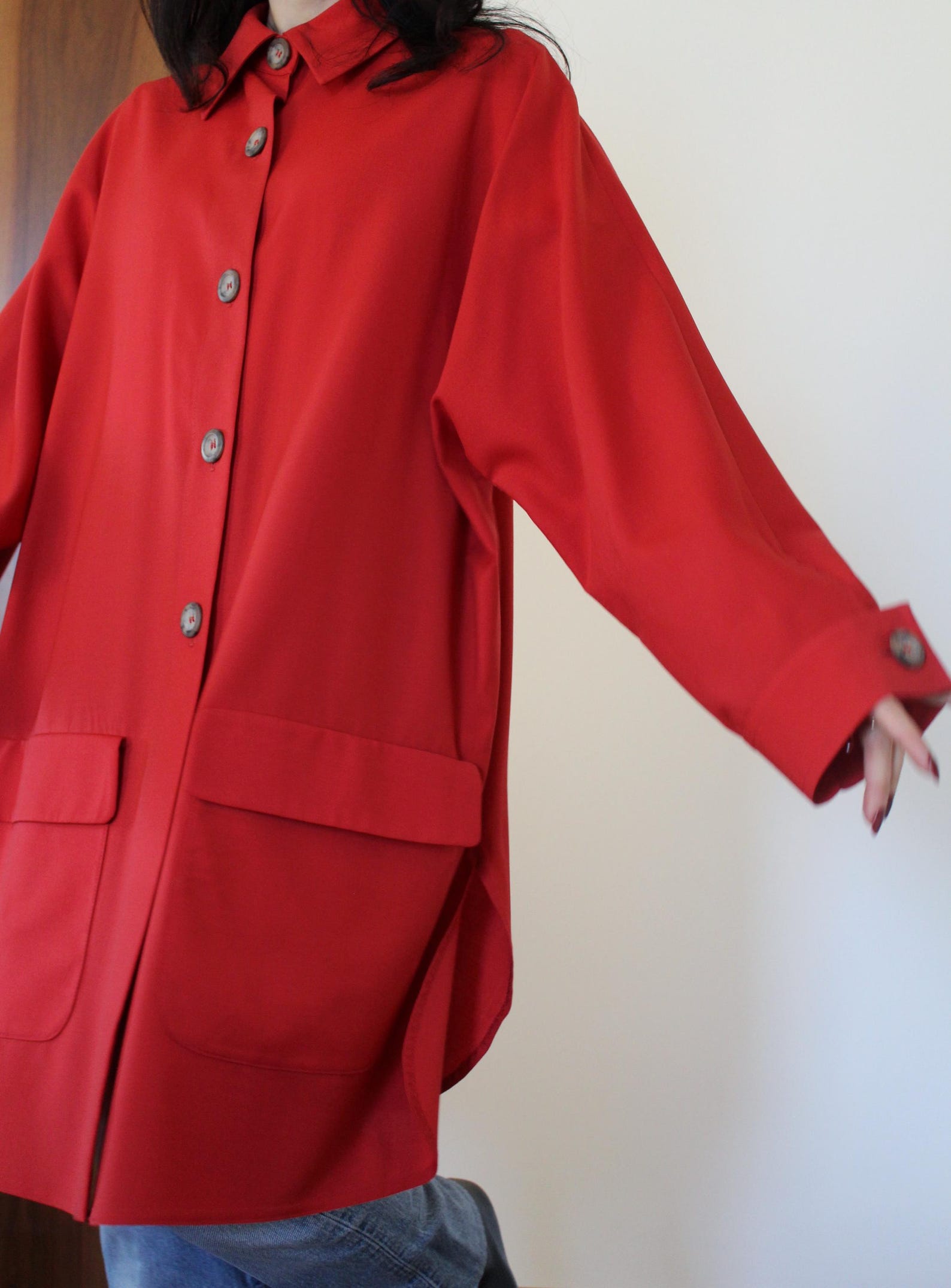 Vintage Marella Max Mara Oversize Red Wool Jacket Shirt - Etsy