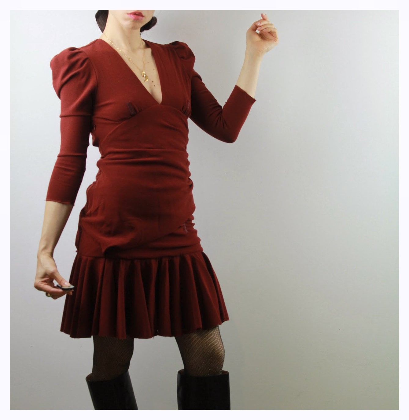 Carven Wool Burgundy Deep Red Draped Dress - Etsy