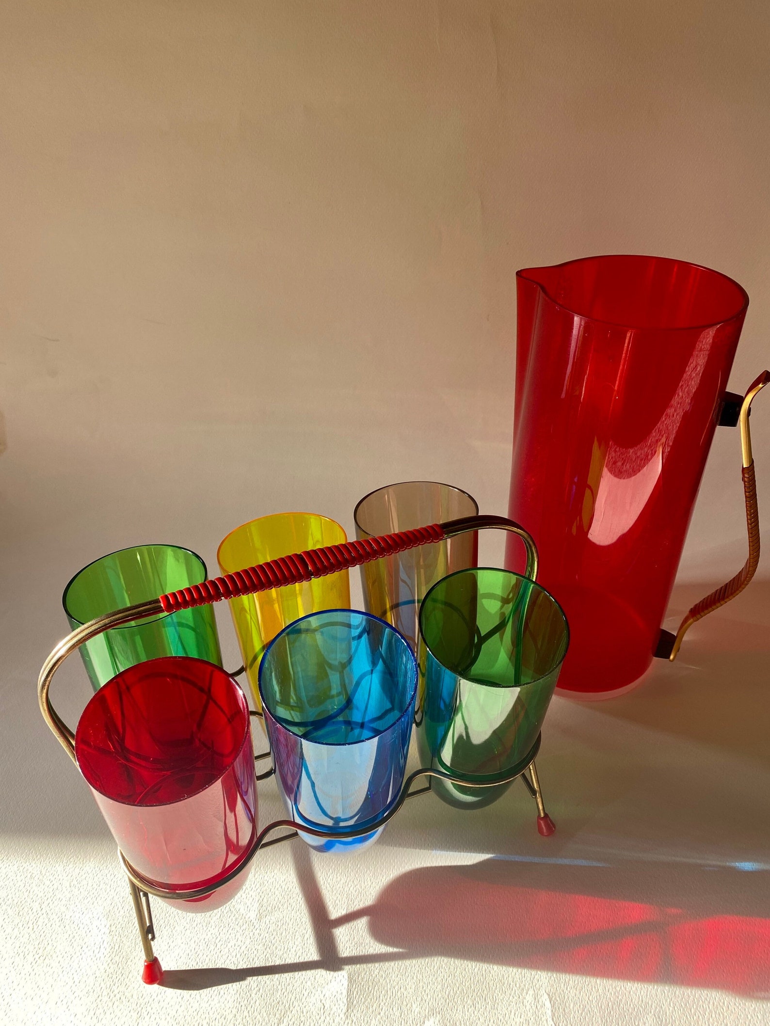 Vintage Early 60s Set of 6 Plastic Glasses in Different Colors With ...