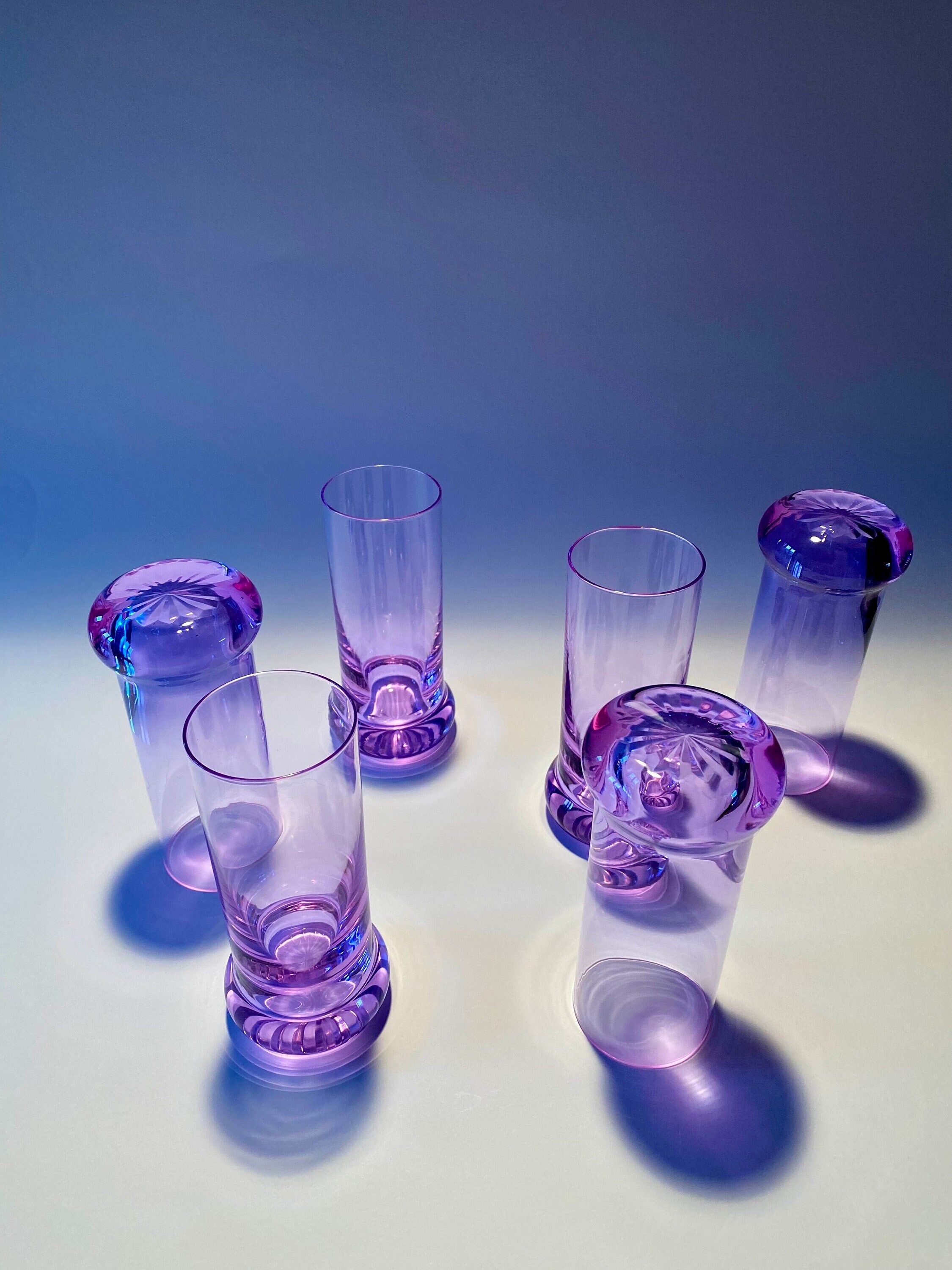 Vintage 70s Set of Six Lilac Glass Liqueur Glasses - Etsy