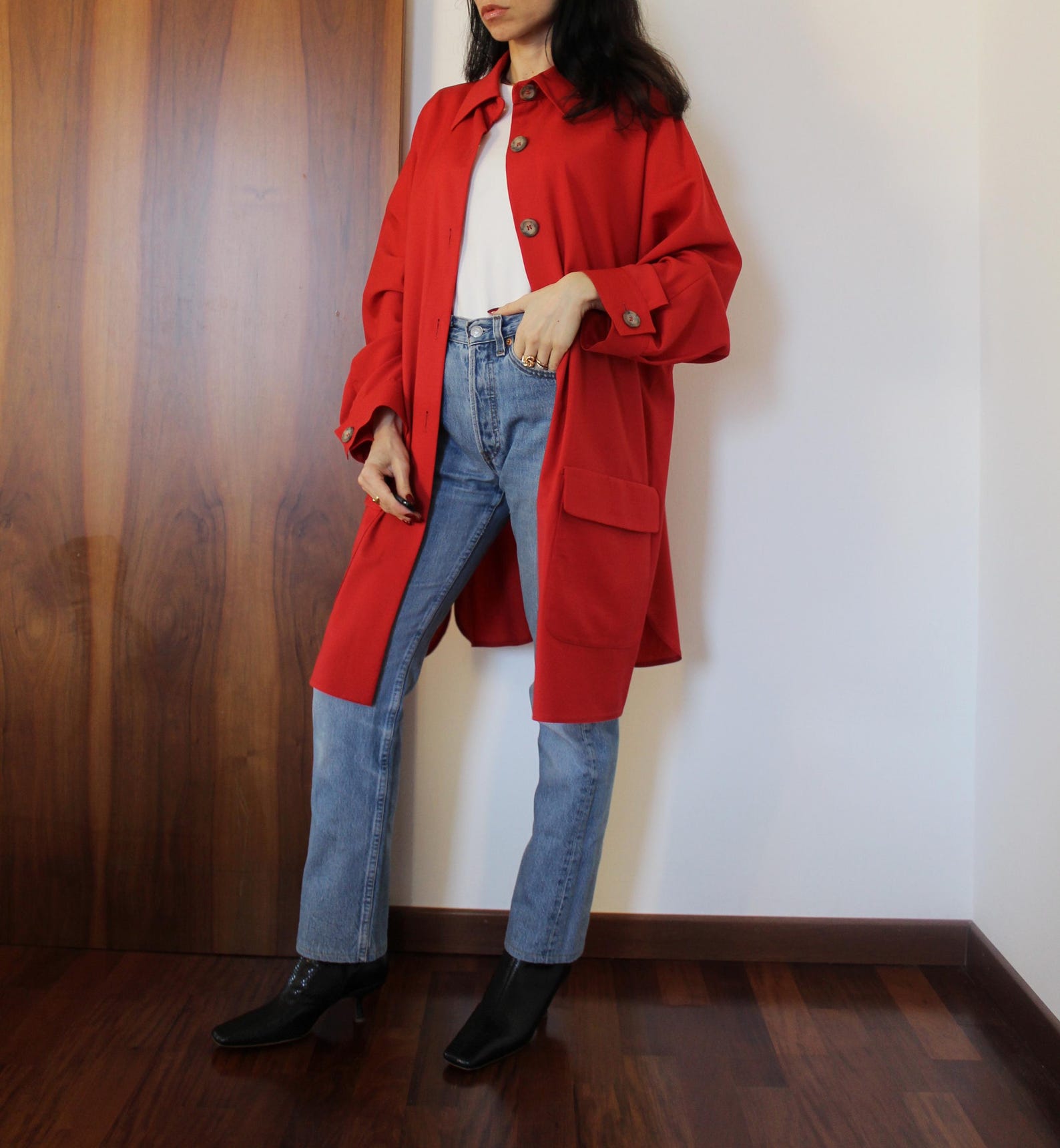 Vintage Marella Max Mara Oversize Red Wool Jacket Shirt - Etsy