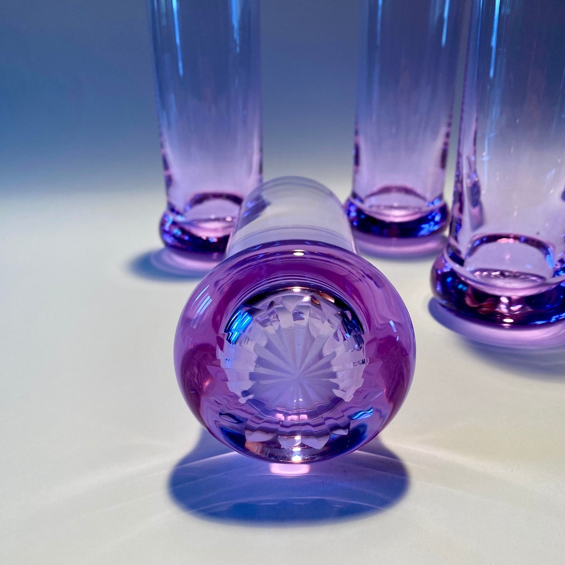 Vintage 70s Set of Six Lilac Glass Liqueur Glasses - Etsy