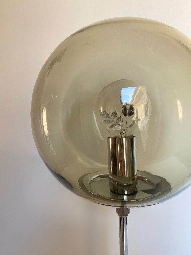 Vintage 50s Ball Glass and Steel Table Lamp - Etsy