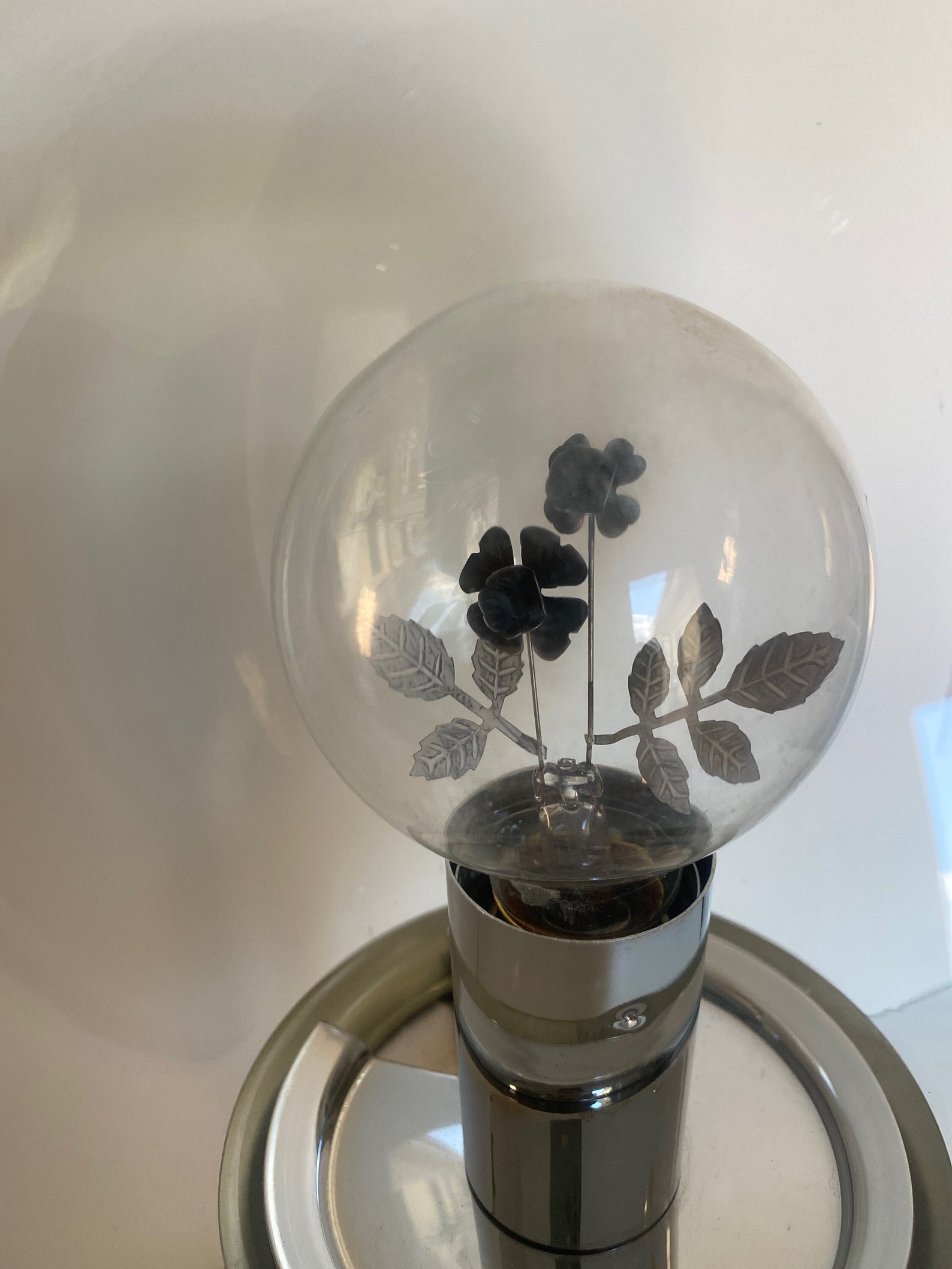 Vintage 50s Ball Glass and Steel Table Lamp - Etsy
