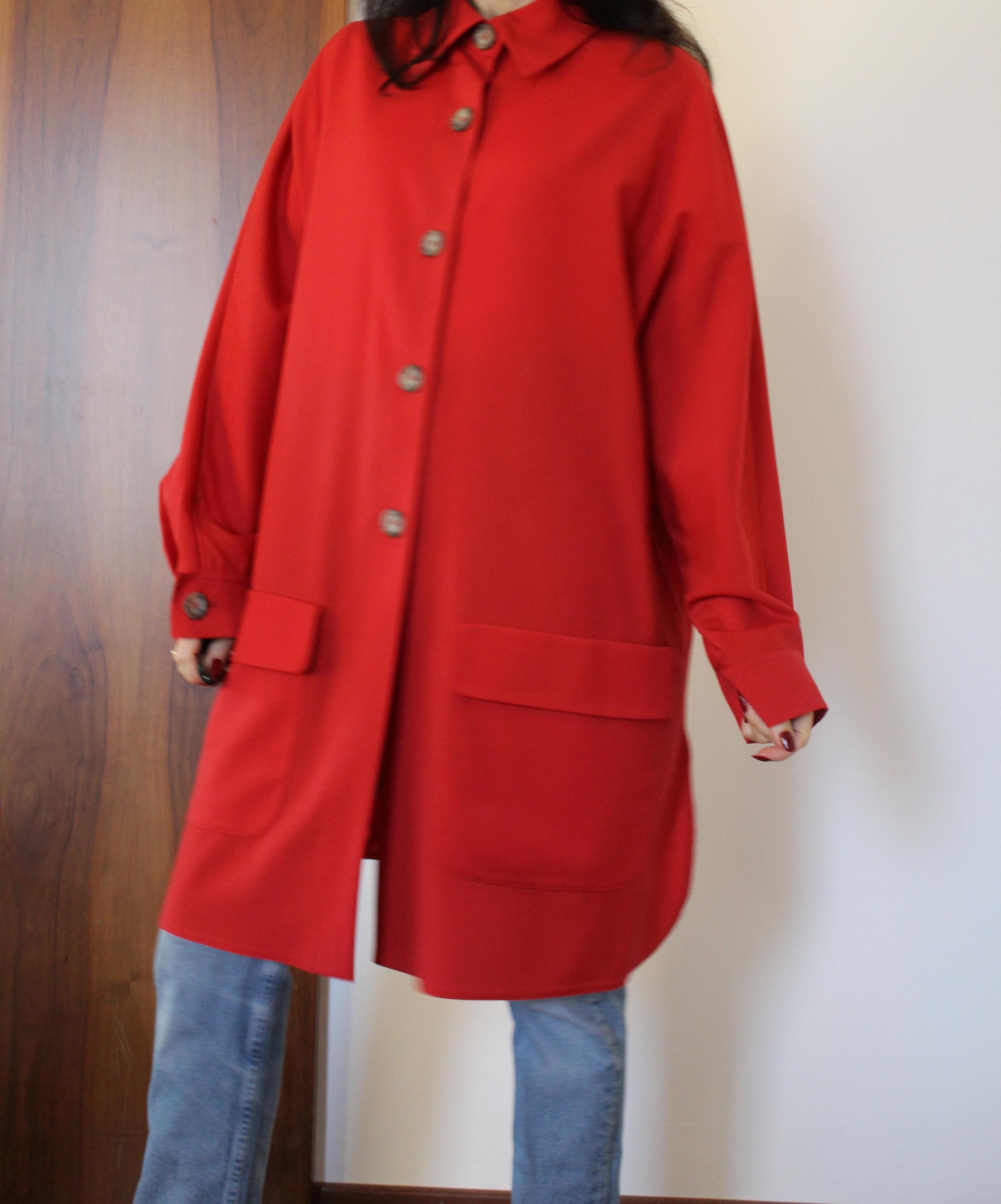 Vintage Marella Max Mara Oversize Red Wool Jacket Shirt - Etsy