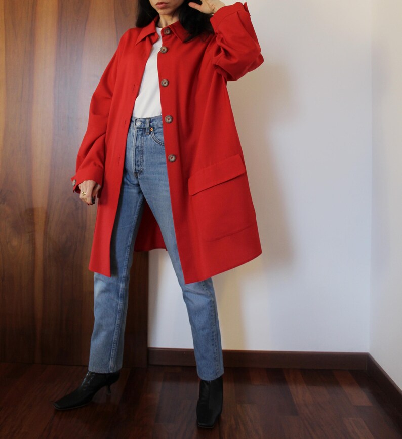 Vintage Marella Max Mara Oversize Red Wool Jacket Shirt - Etsy