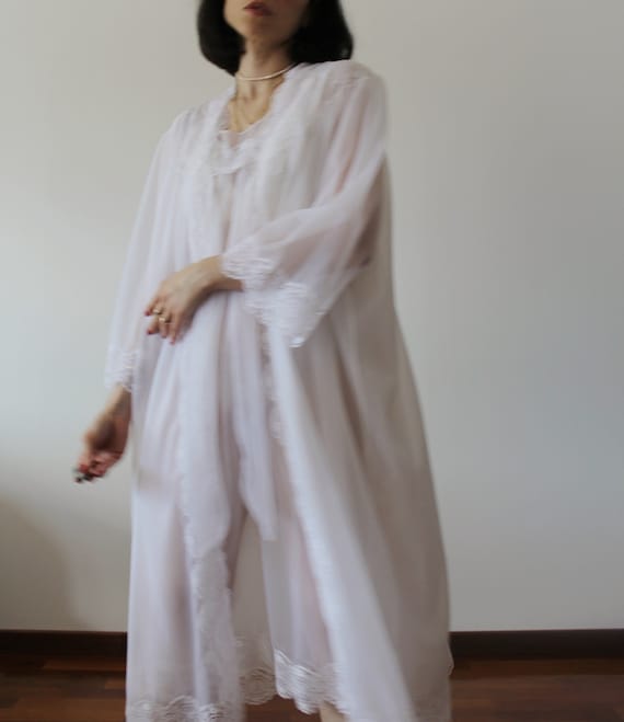 Vintage 60s white tulle and lace night set - Gem