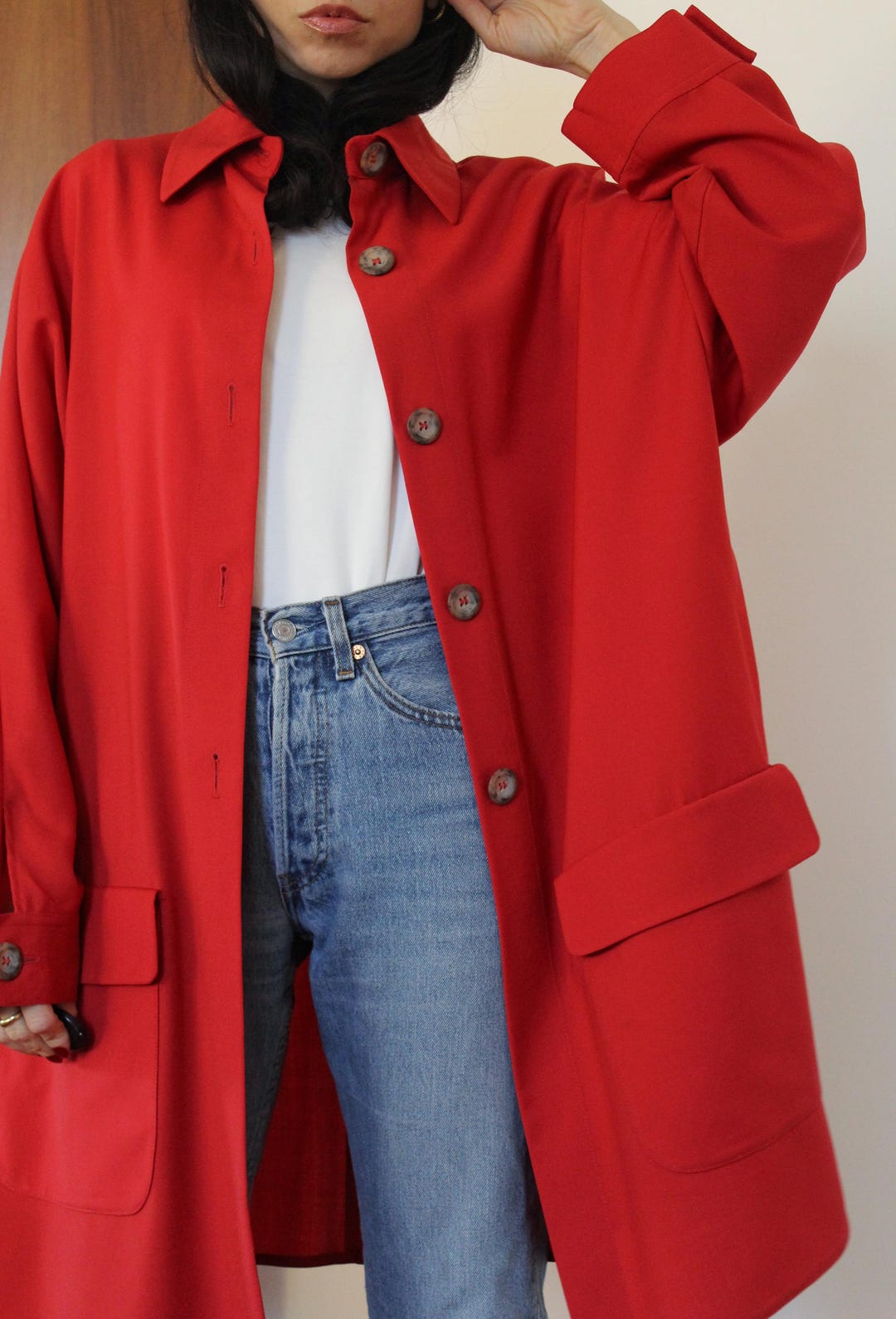 Vintage Marella Max Mara Oversize Red Wool Jacket Shirt - Etsy
