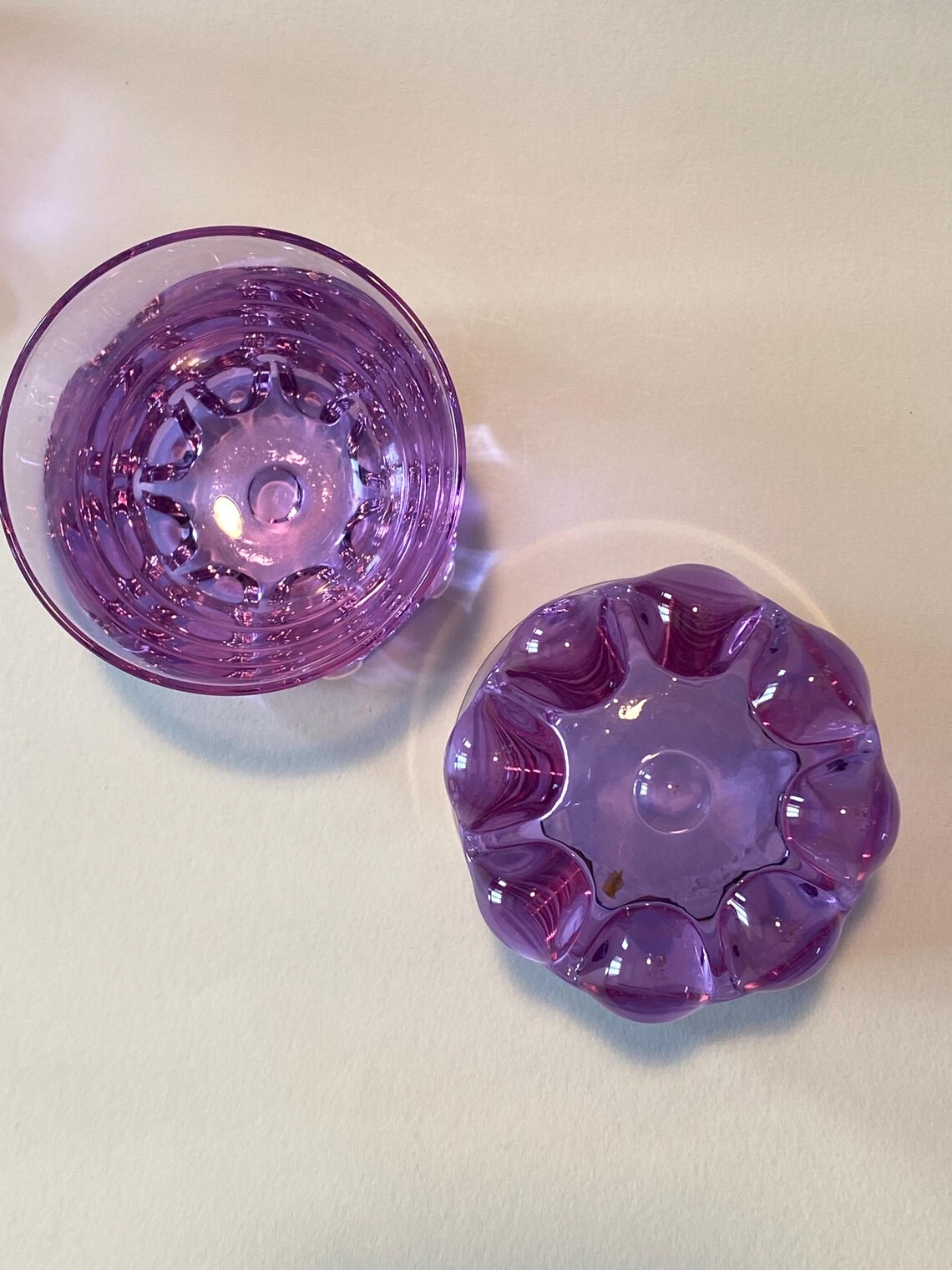 Vintage 70s Set of Three Lilac Glass Liqueur Glasses - Etsy