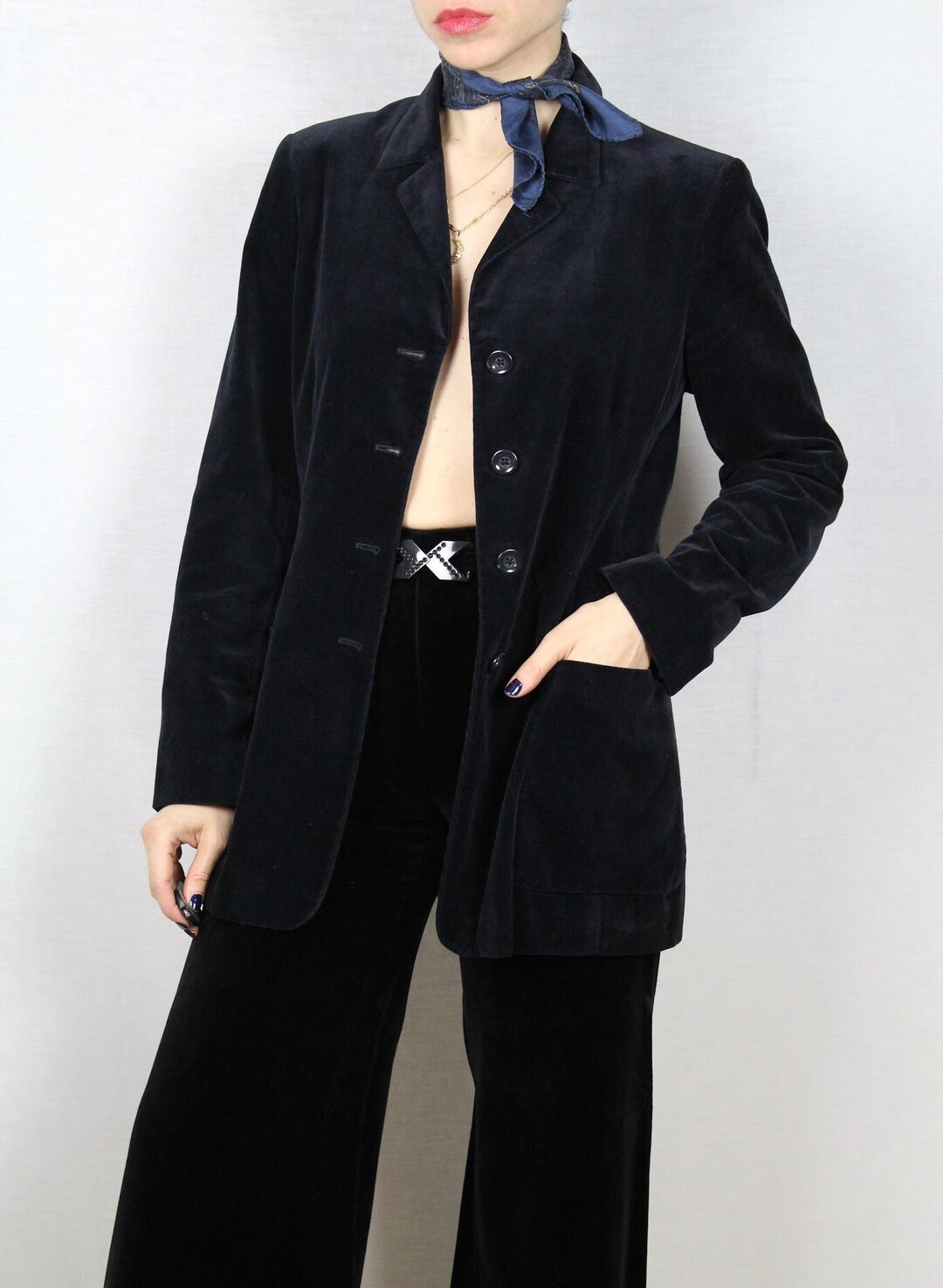 Vintage Night Blue Velvet I Blues by Max Mara Blazer - Etsy