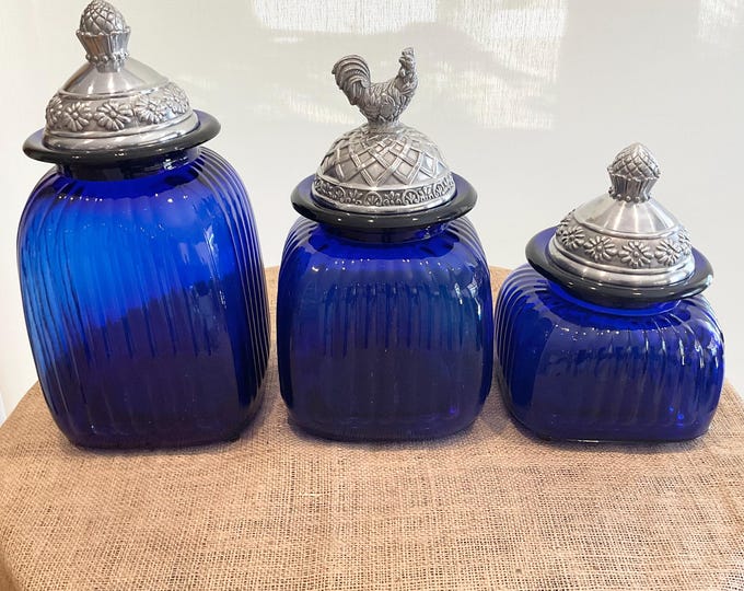 Cobalt Blue Glass Canisters
