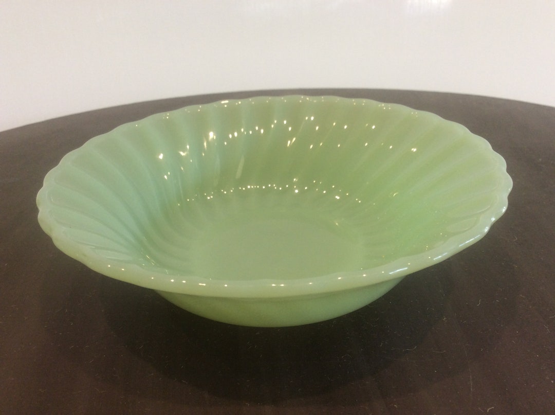 Jadite Fire-king Shell Cereal Bowl With Scalloped Edge and a Swirl ...