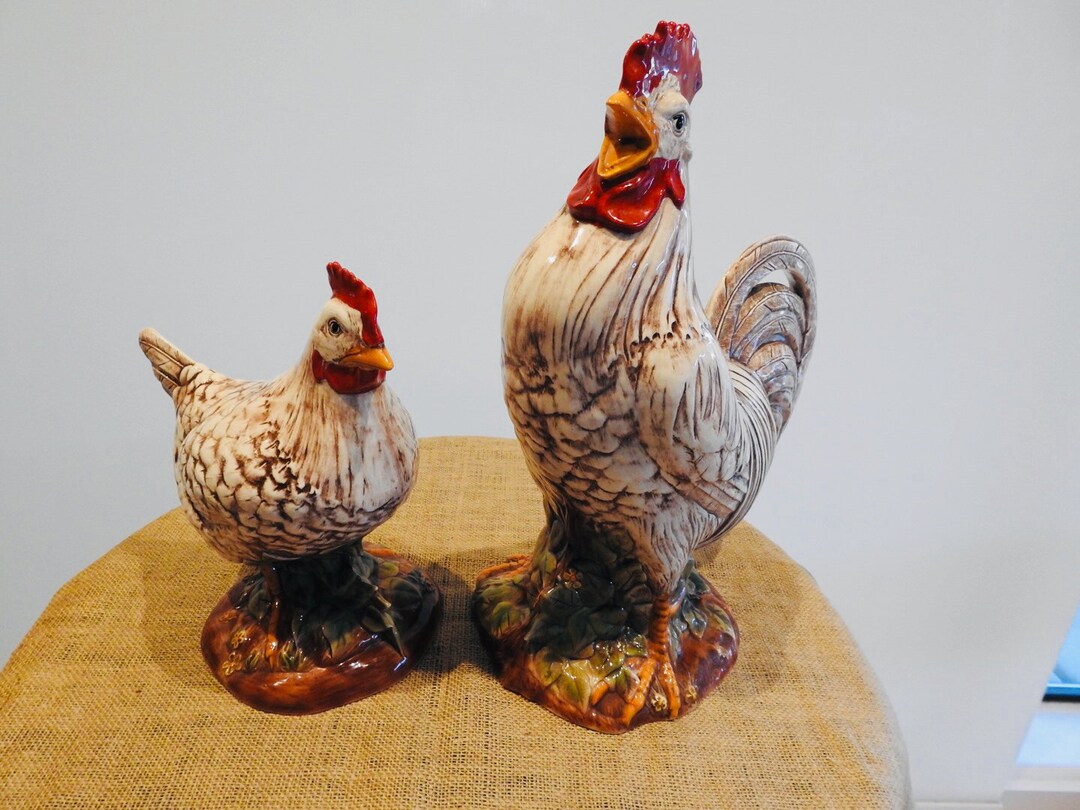 Farmhouse/french Country Ceramic Rooster and Hen (important - See ...