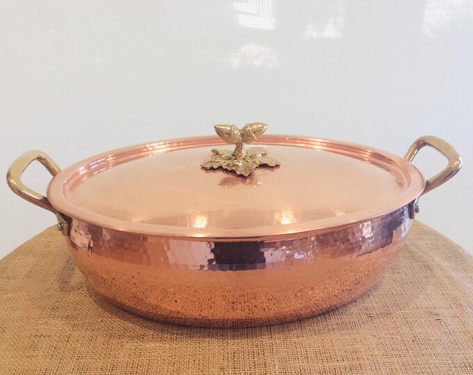 Ruffoni 8 Qt. Hammered Copper, Oval Deep Roaster With Acorn Knob - Etsy
