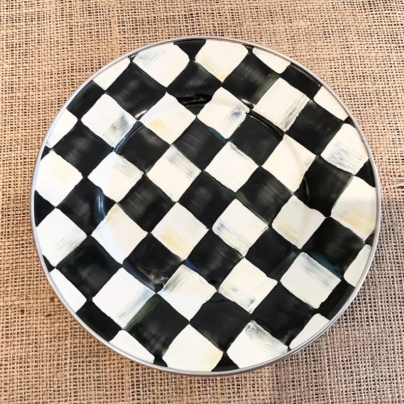 Mackenzie-childs Covered Cheese Plate, Hand Painted Enamel in Courtly ...