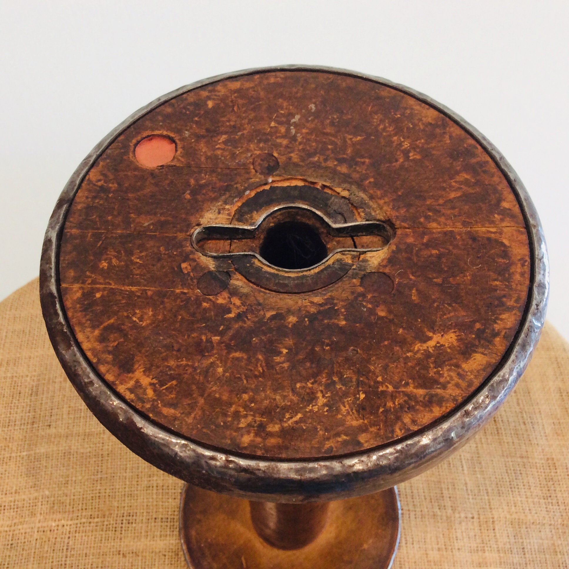 Vintage Wood Textile Spool With Metal Ends - Etsy