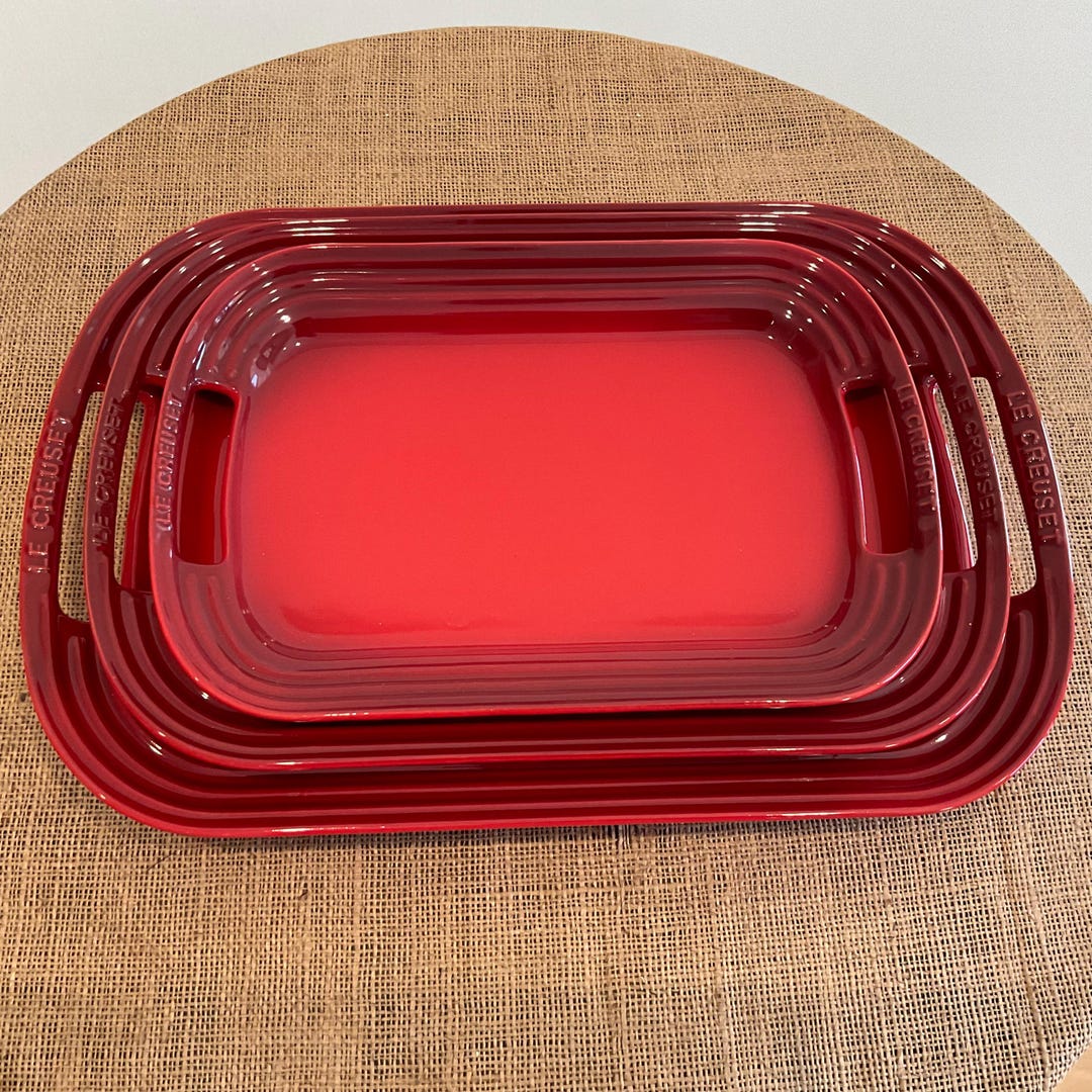 Le Creuset Serving Platters, Set of 3, Cerise Red, Stoneware - Etsy
