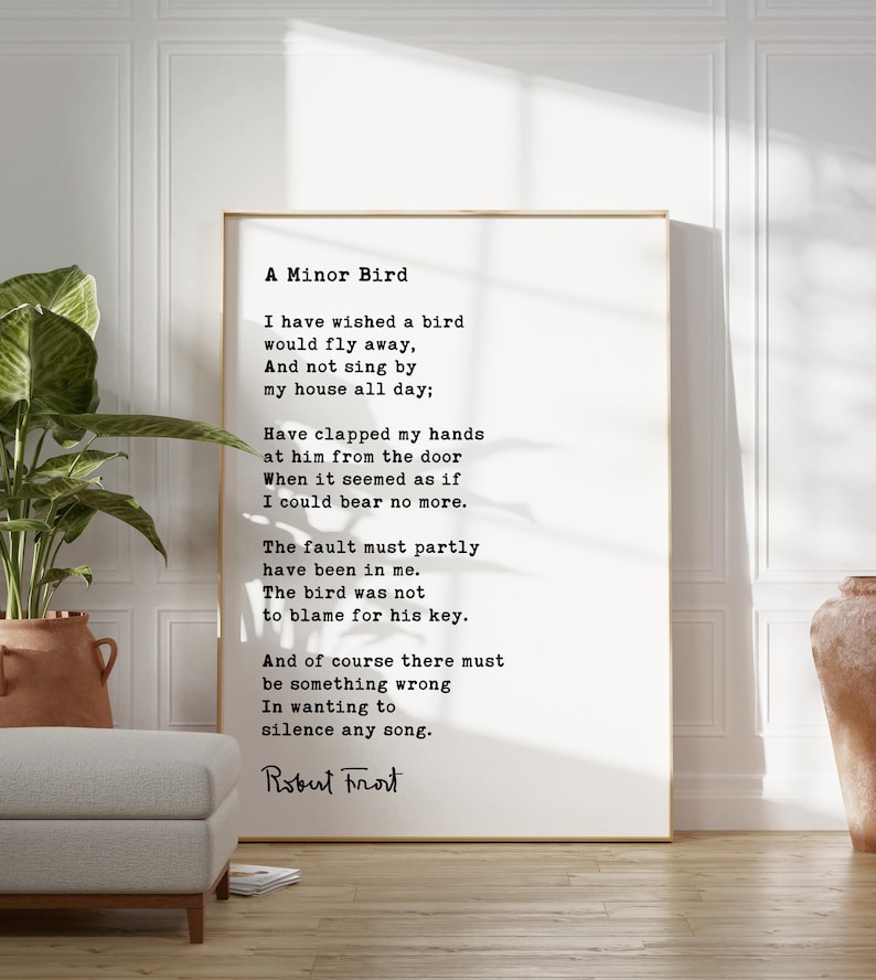 A Minor Bird Poem by Robert Frost Typography Art Print • 1926 - Etsy