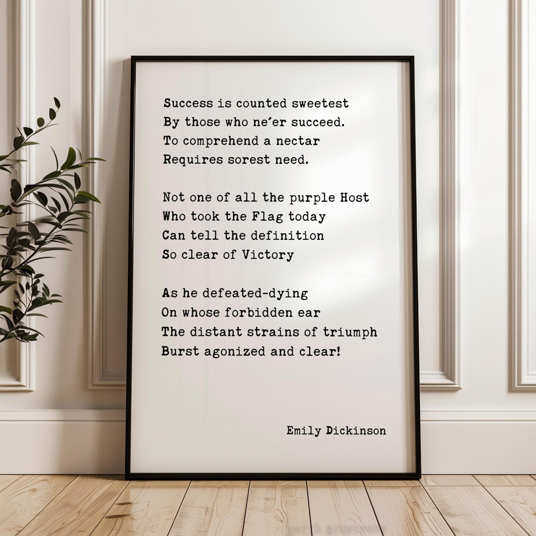 Success is Counted Sweetest Poem by Emily Dickinson Typography Art ...