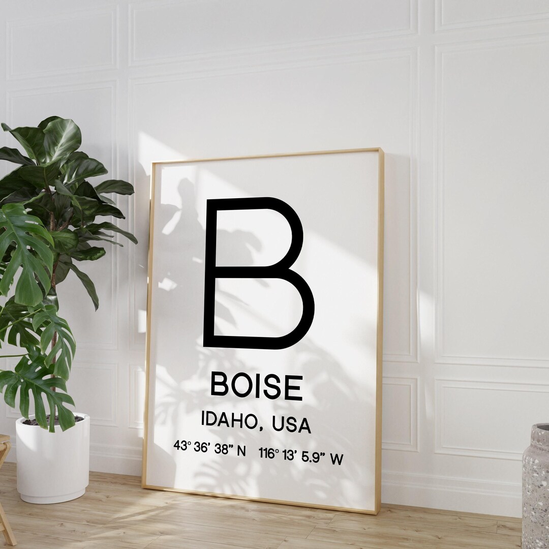Boise Idaho With GPS Coordinates Minimalist Typography Art Print ...