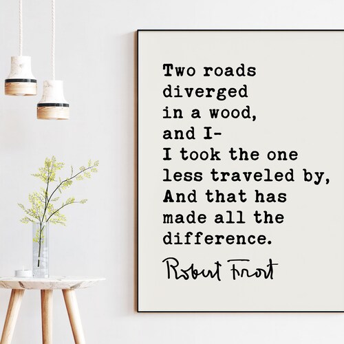 Robert Frost Floating Quote the Road Not Taken Two Roads - Etsy