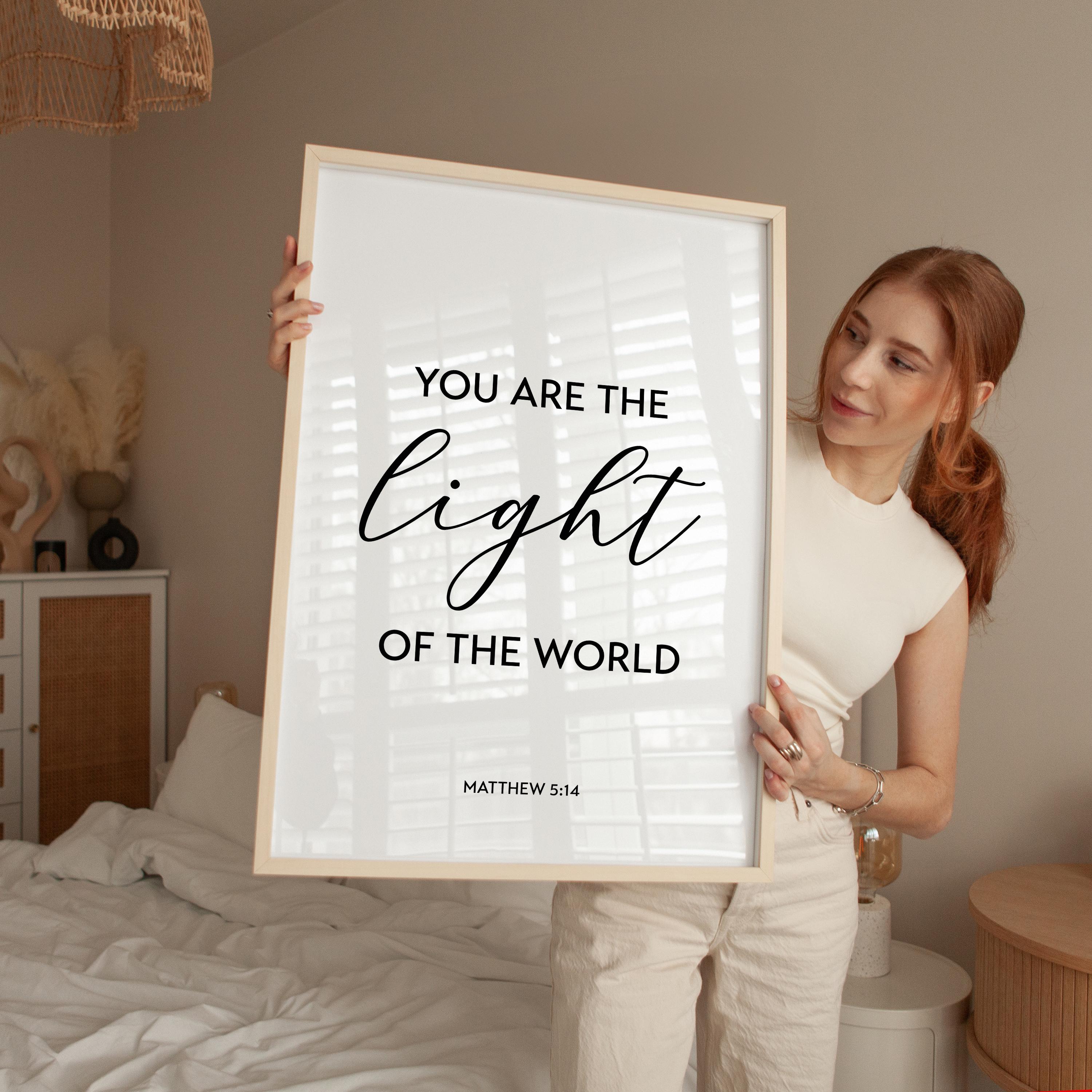 You Are the Light of the World • Matthew 5:14 Printable Typography Art ...