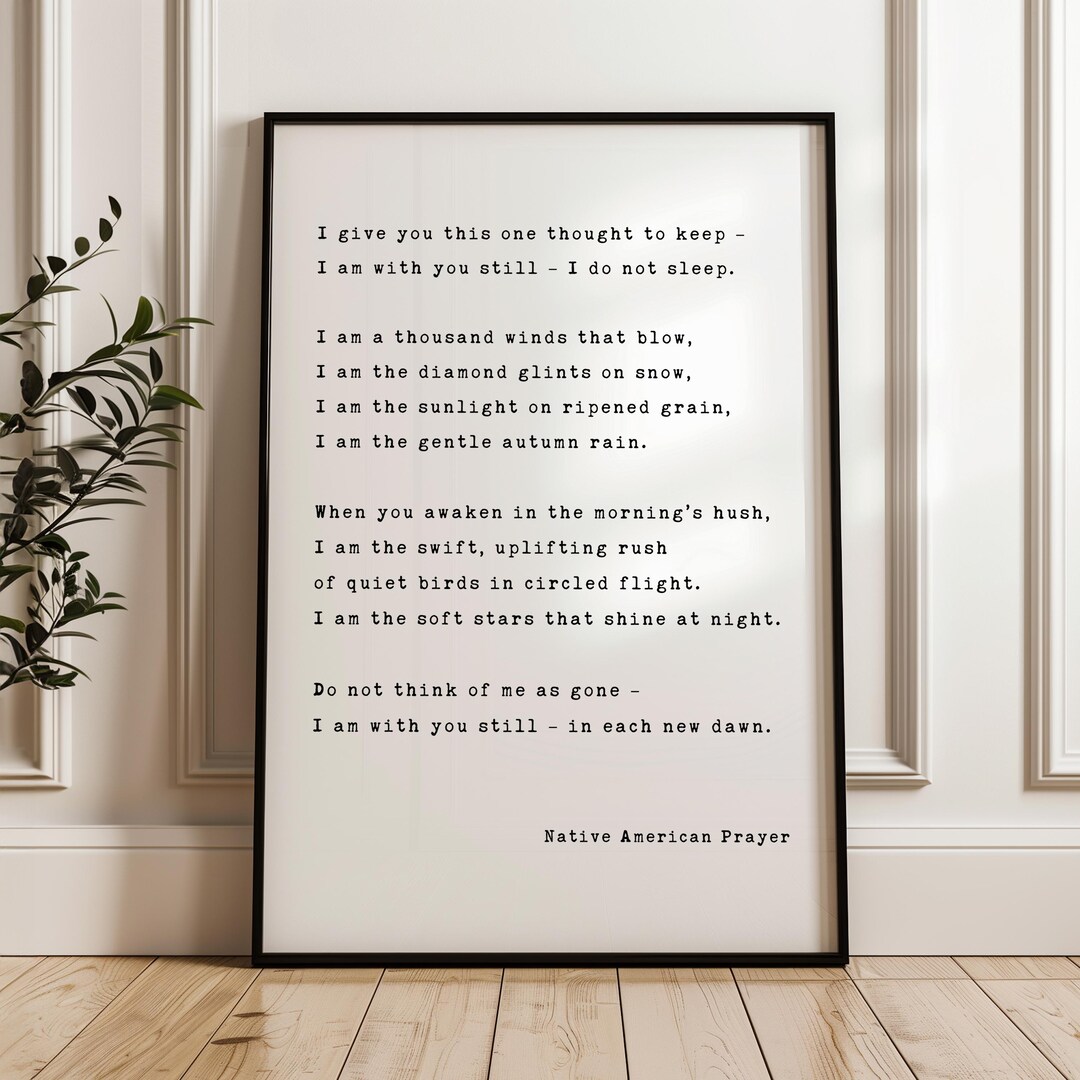 Native American Prayer Typography Printable Art Print, Sympathy ...