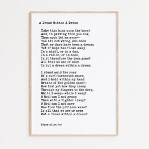 A Dream Within a Dream • Edgar Allan Poe Poem • Typography Art Print ...