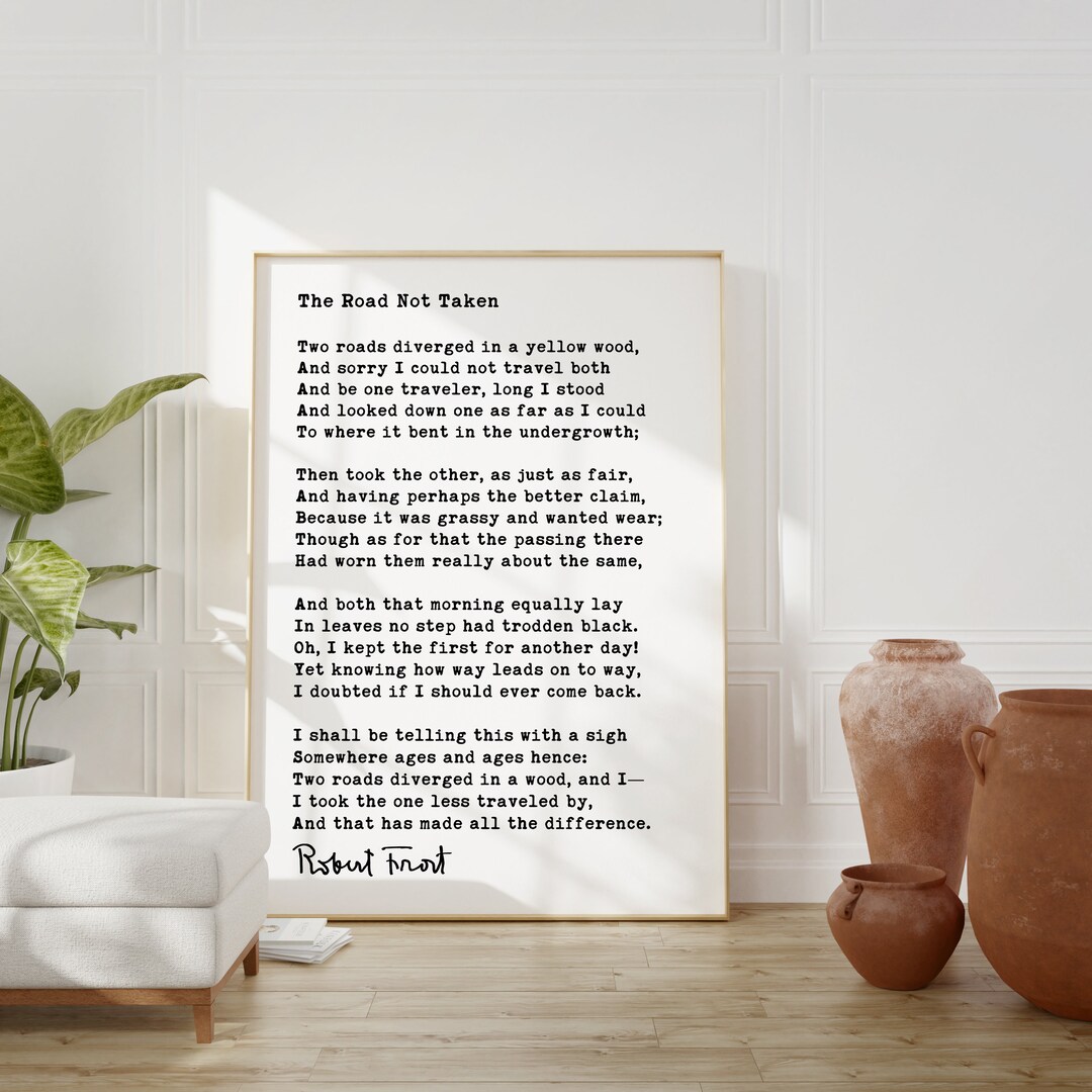 Robert Frost the Road Not Taken Poem Art Print Two Roads Diverged in a ...