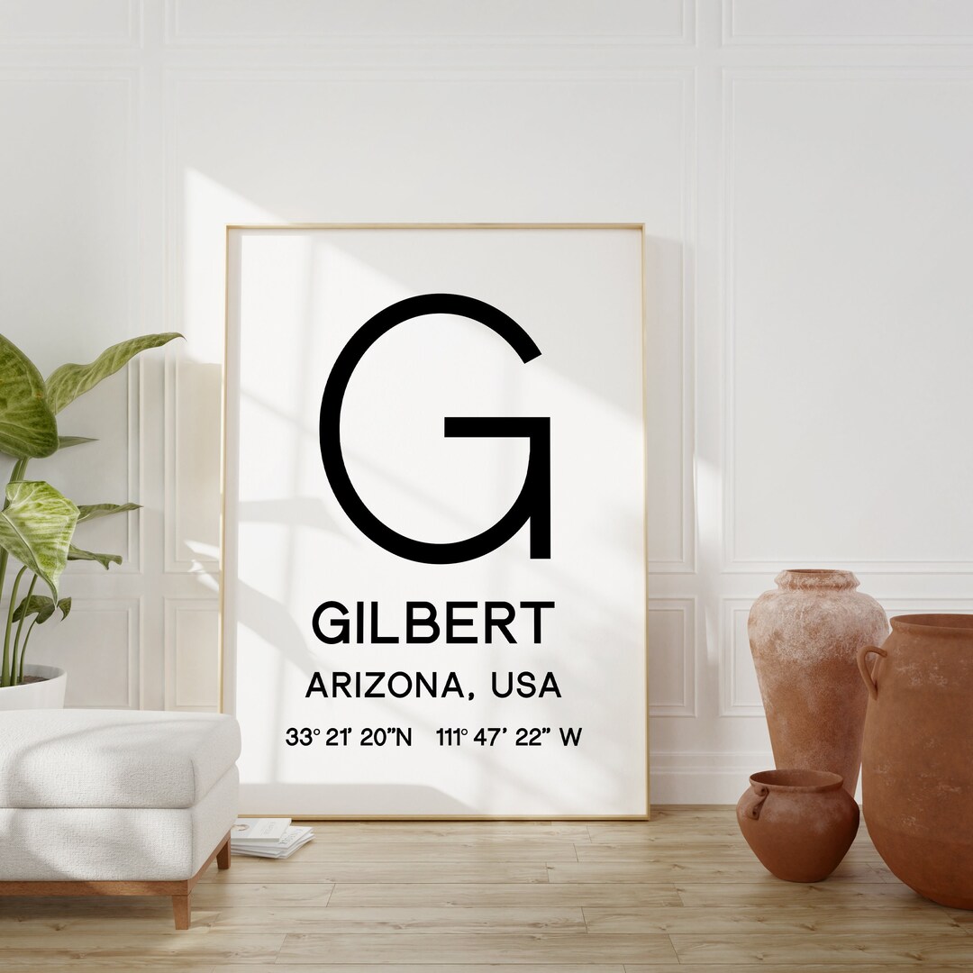 Gilbert Arizona With GPS Coordinates Printable Wall Art - Downloadable ...