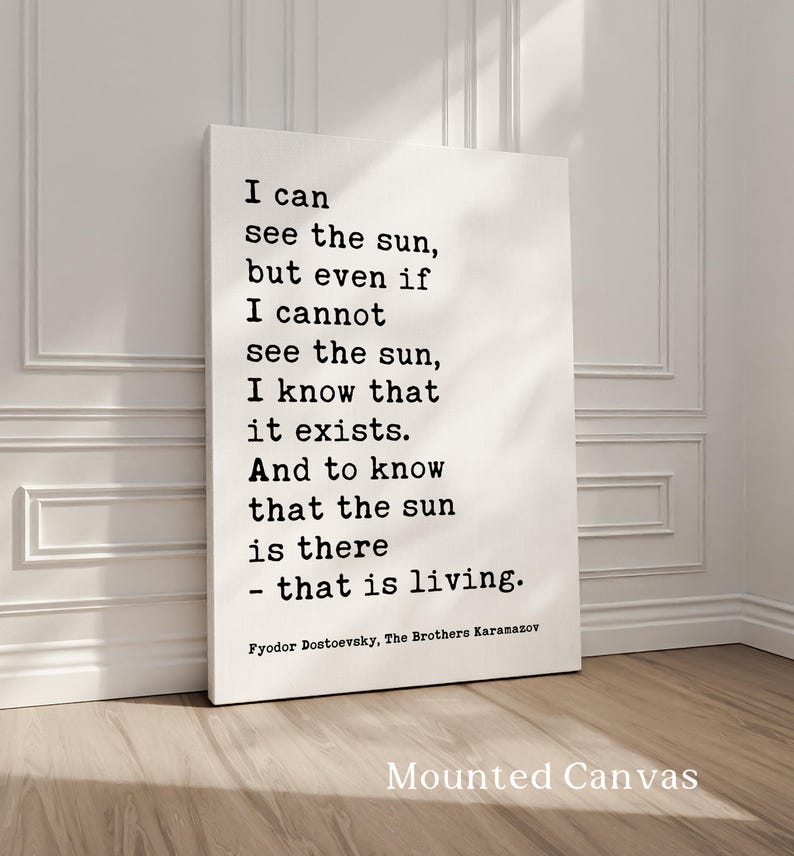 I Can See the Sun Typography Art Print - Fyodor Dostoevsky Quote - the ...