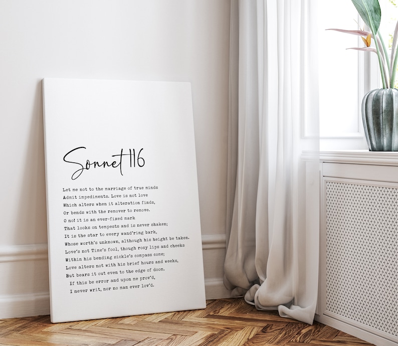 William Shakespeare Sonnet 116 Low Profile Mounted Canvas Typography ...