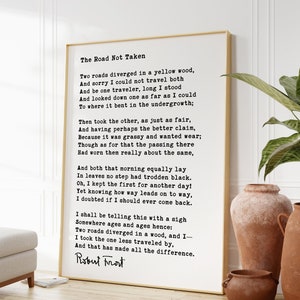 Robert Frost the Road Not Taken Poem Art Print Two Roads Diverged in a ...