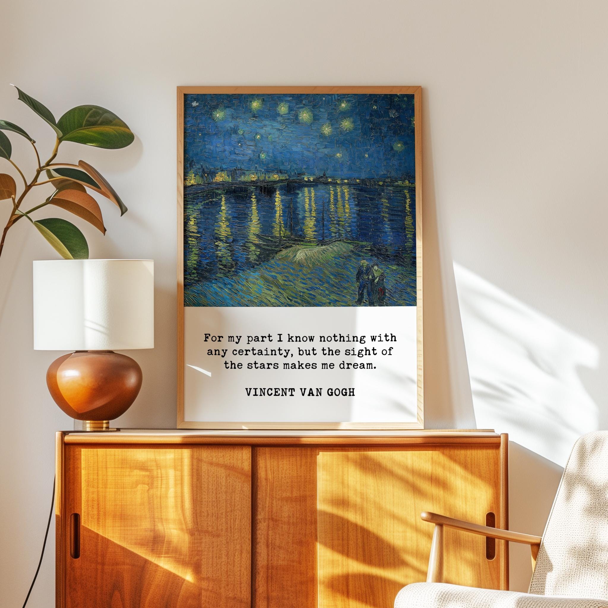 Van Gogh Starry Night Print: Inspirational Quote Wall Art, for My Part ...
