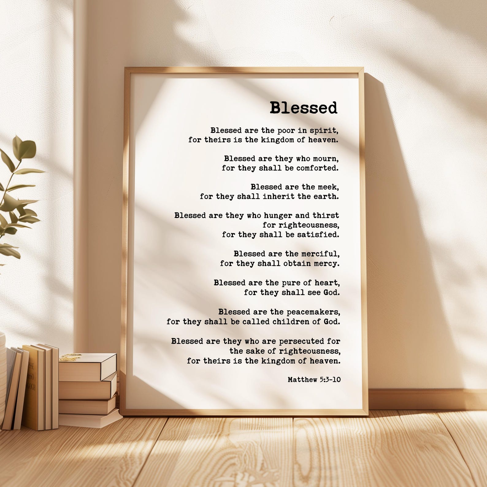 The Beatitudes Bible Verse Matthew 5:3-10 Typography Print Christian ...