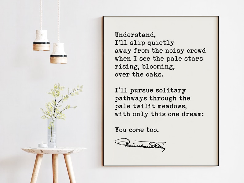 Rainer Maria Rilke Pathways Poem Art Print Understand Ill - Etsy