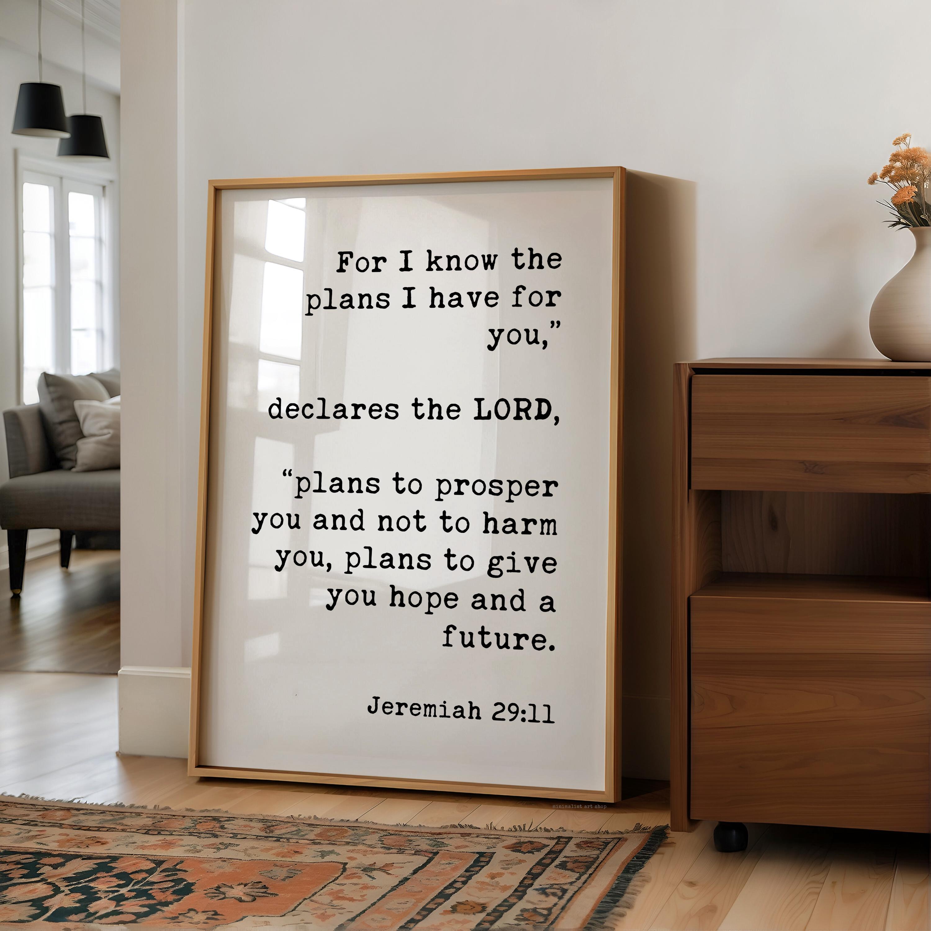 For I Know the Plans, Jeremiah 29:11, Typography Art Print - Etsy