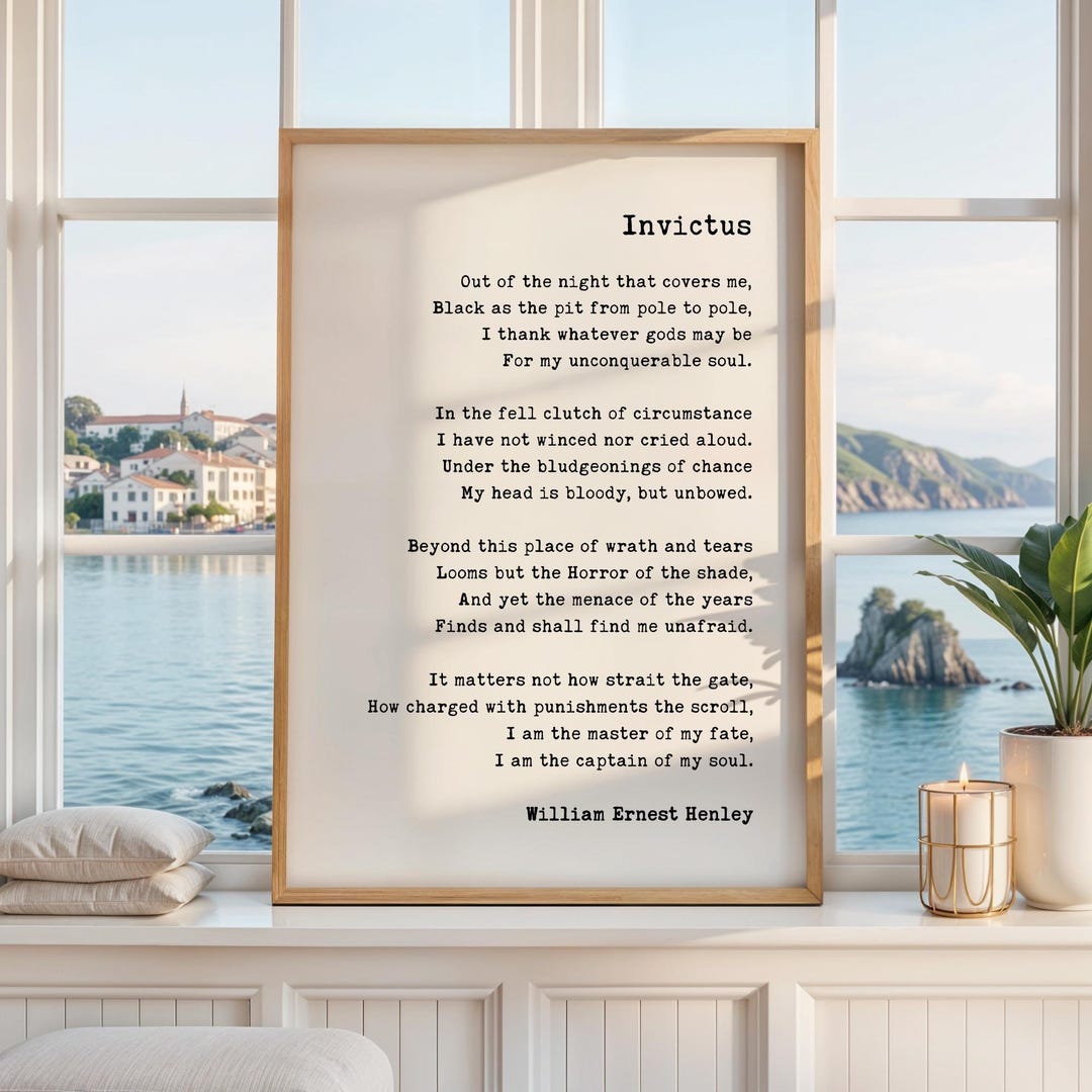 Invictus by William Henley Poem Art Print - I Am the Master of My Fate ...