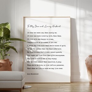 To My Dear and Loving Husband Poem by Anne Bradstreet Typography Art ...