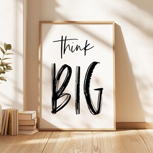 Think Big Typography Print, Nursery Wall Art, Office Art, Entrepreneur ...